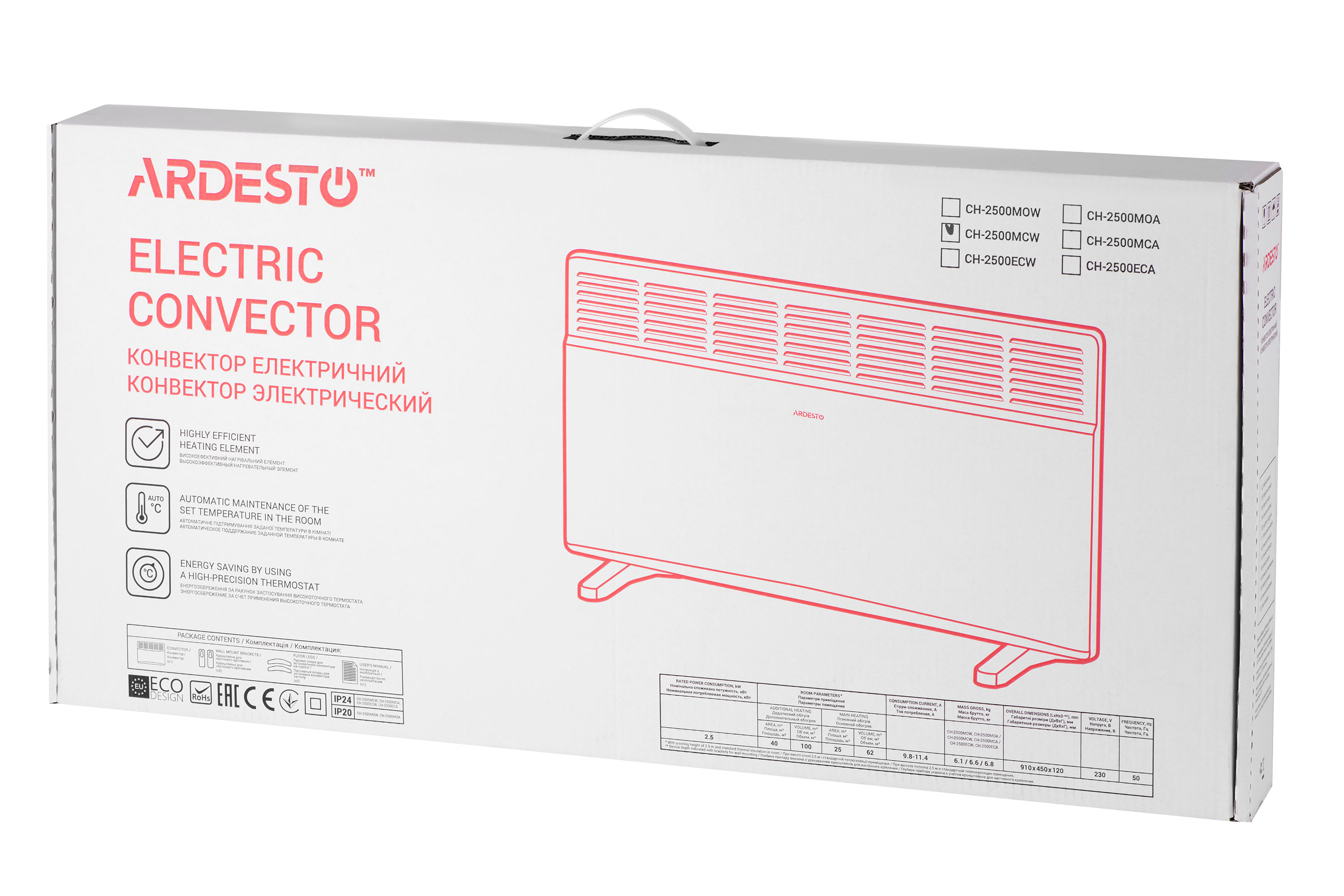 Electrical convector heater ARDESTO CH-2500MCW - ARDESTO