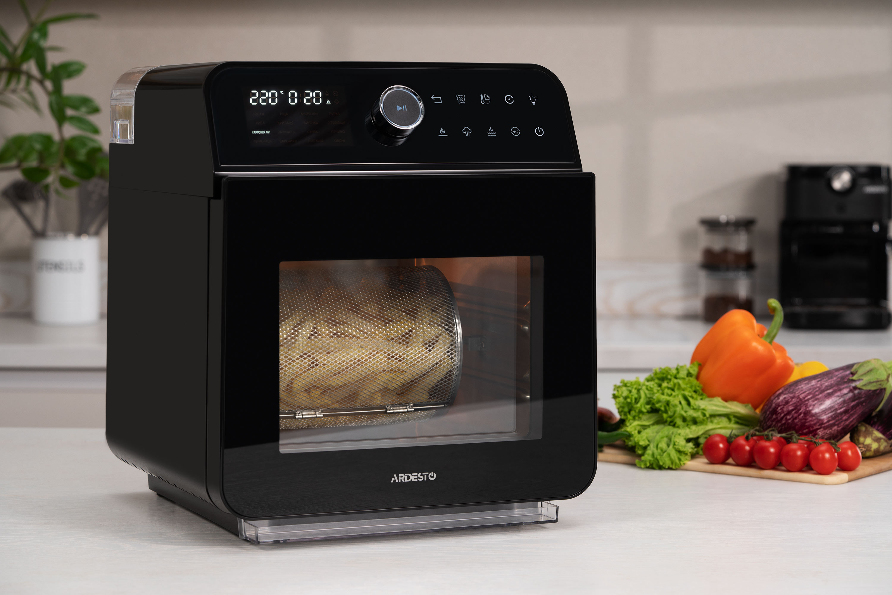 Air fryer ARDESTO, 2250W, bowl-15l, touch control, 40-220°C, metal ...
